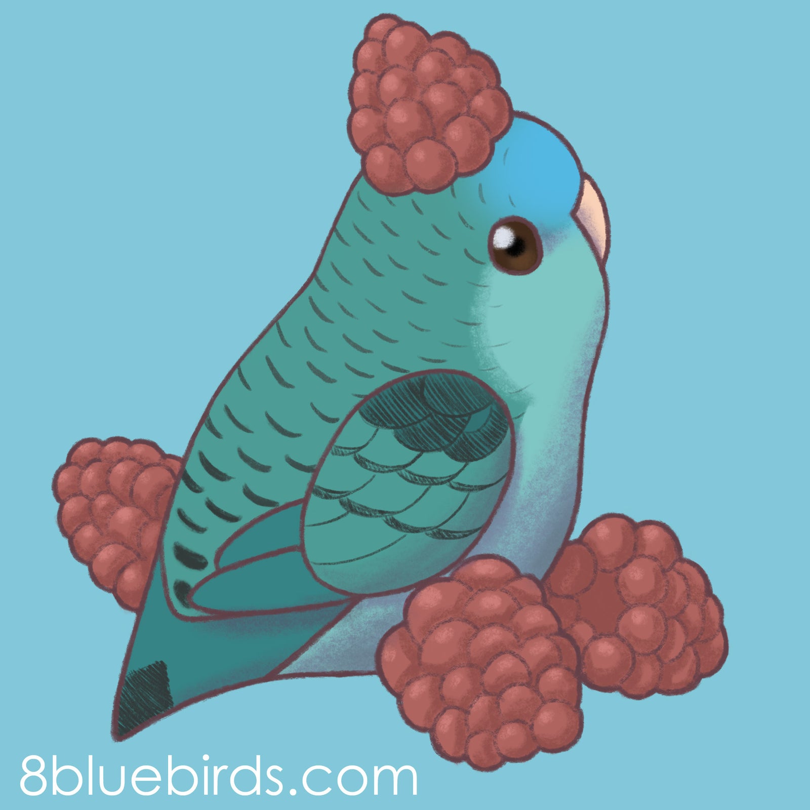Raspberry Linnie T-Shirt - 8 Blue Birds