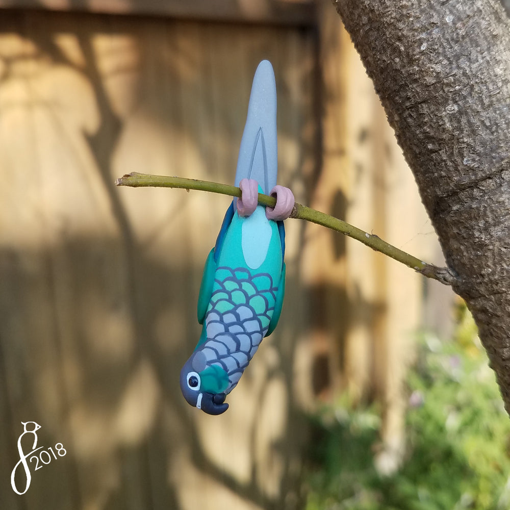 Custom Hanging Bird Pendant - 8 Blue Birds